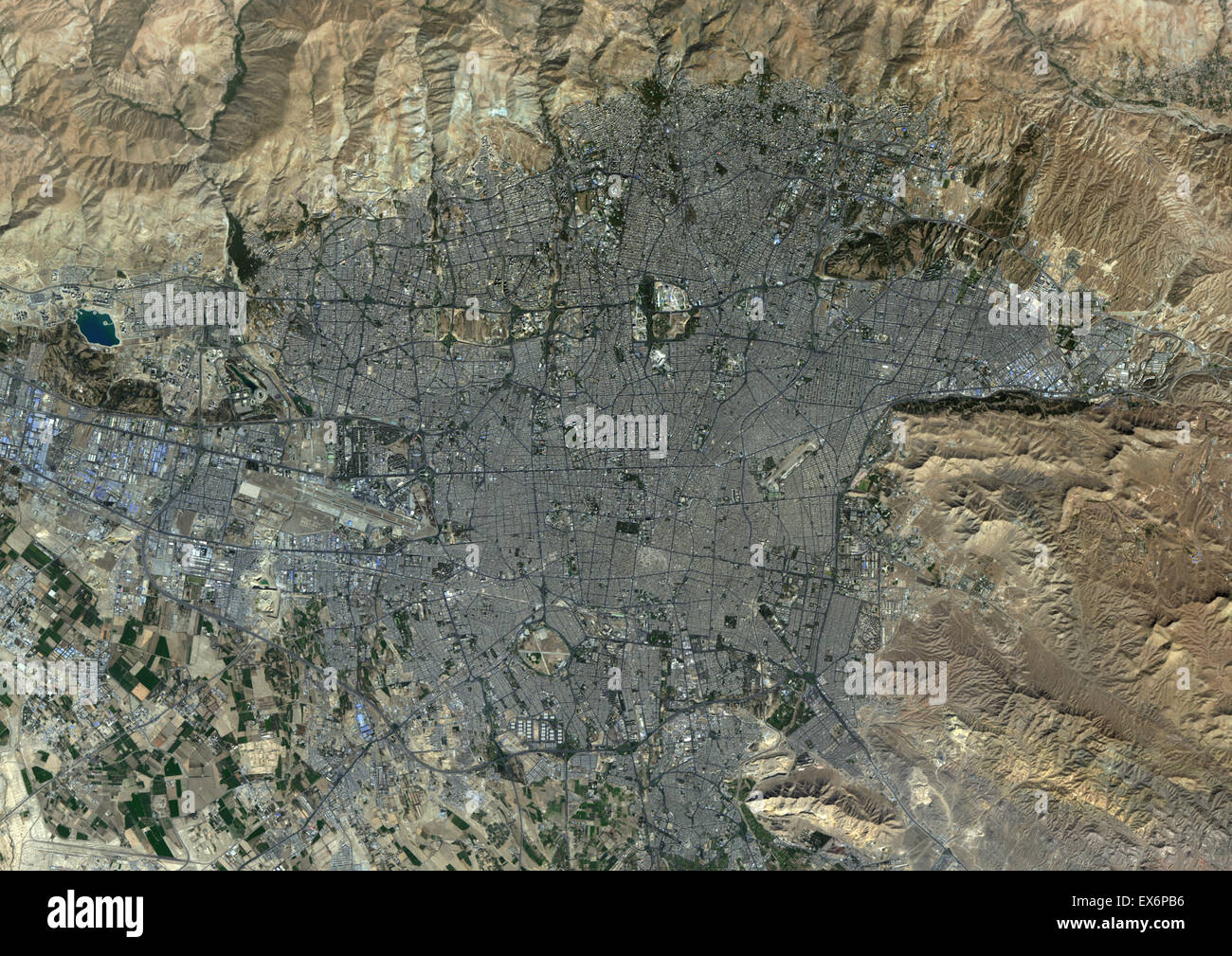 Colour satellite image of Tehran, Iran. Image taken on October 18, 2013 ...