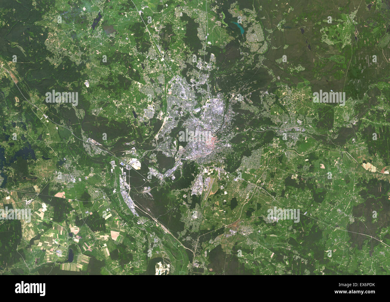 Colour satellite image of Vilnius, Lithuania. Image taken on June 6 ...