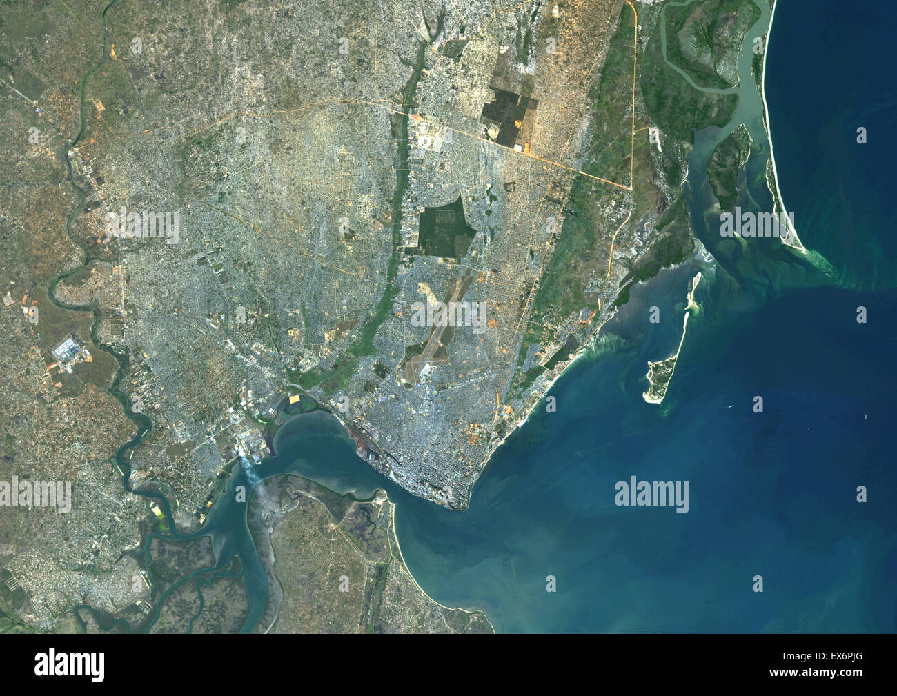 Colour satellite image of Maputo, Mozambique. Image taken on July 22 ...