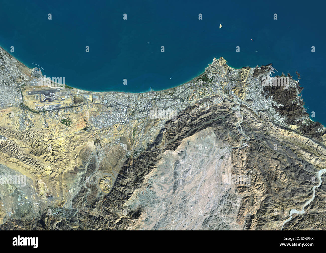 Colour satellite image muscat oman image taken on hi-res stock ...