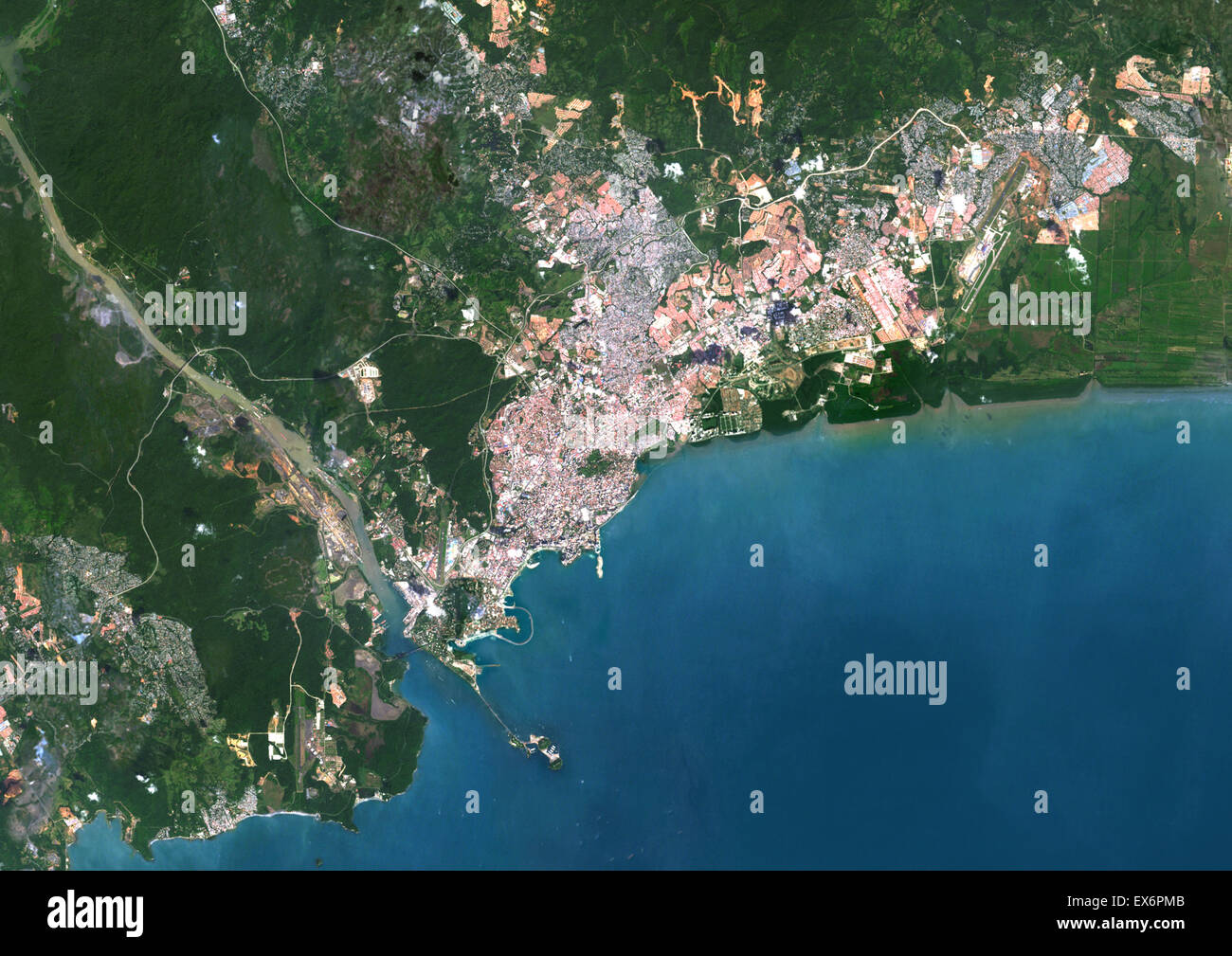 Colour satellite image of Panama City, Panama. Image taken on November ...