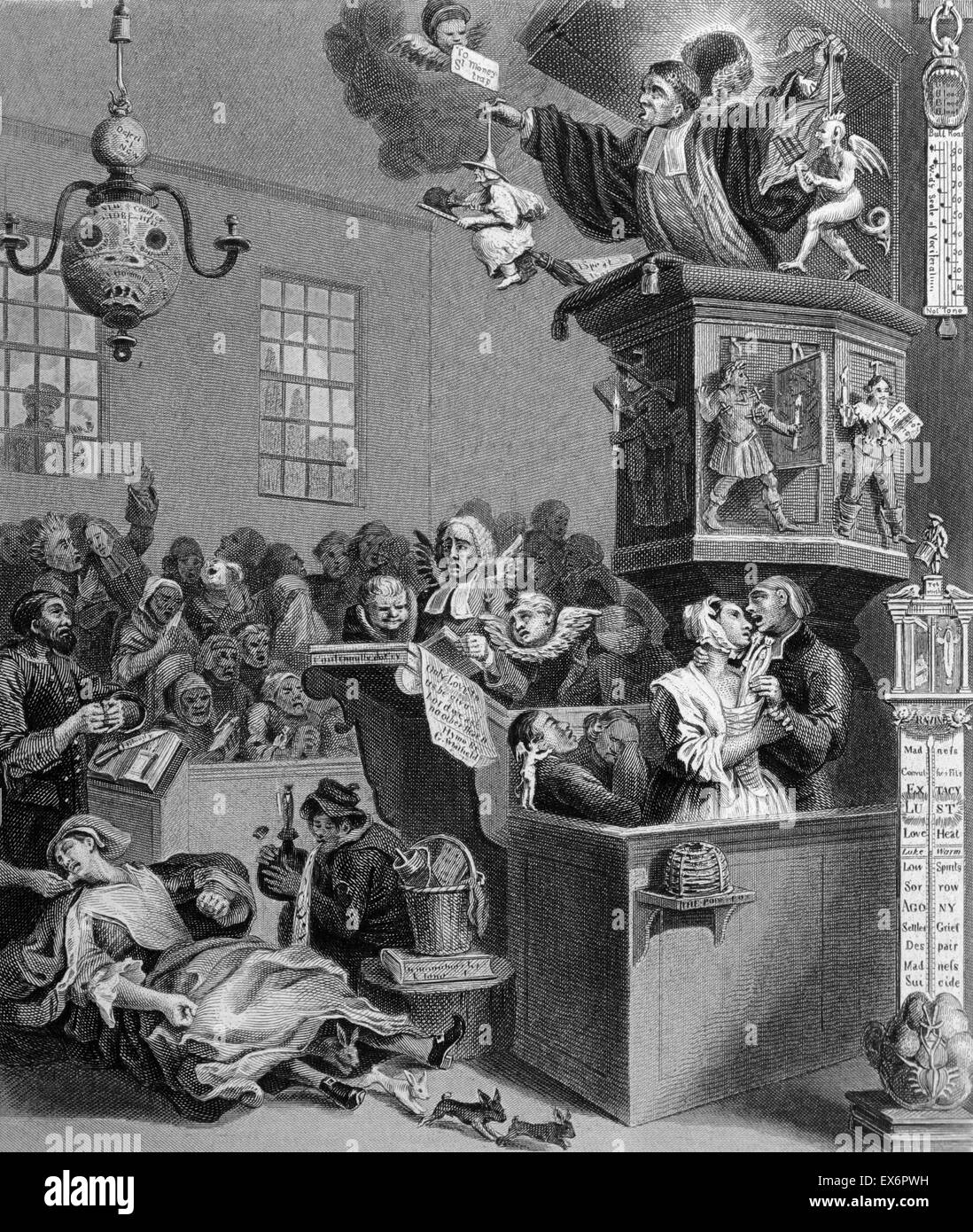 Engraving by British artist & engraver, William Hogarth 1697–1764 Stock ...