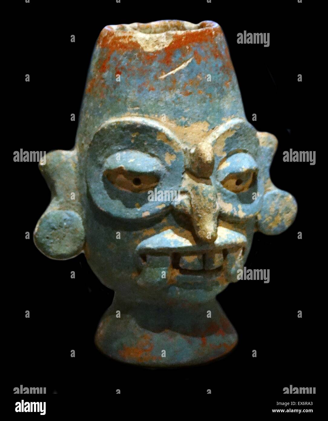 Ceramic vase depicting the Mayan rain deity, Chaac, Yucatan, Mexico ...