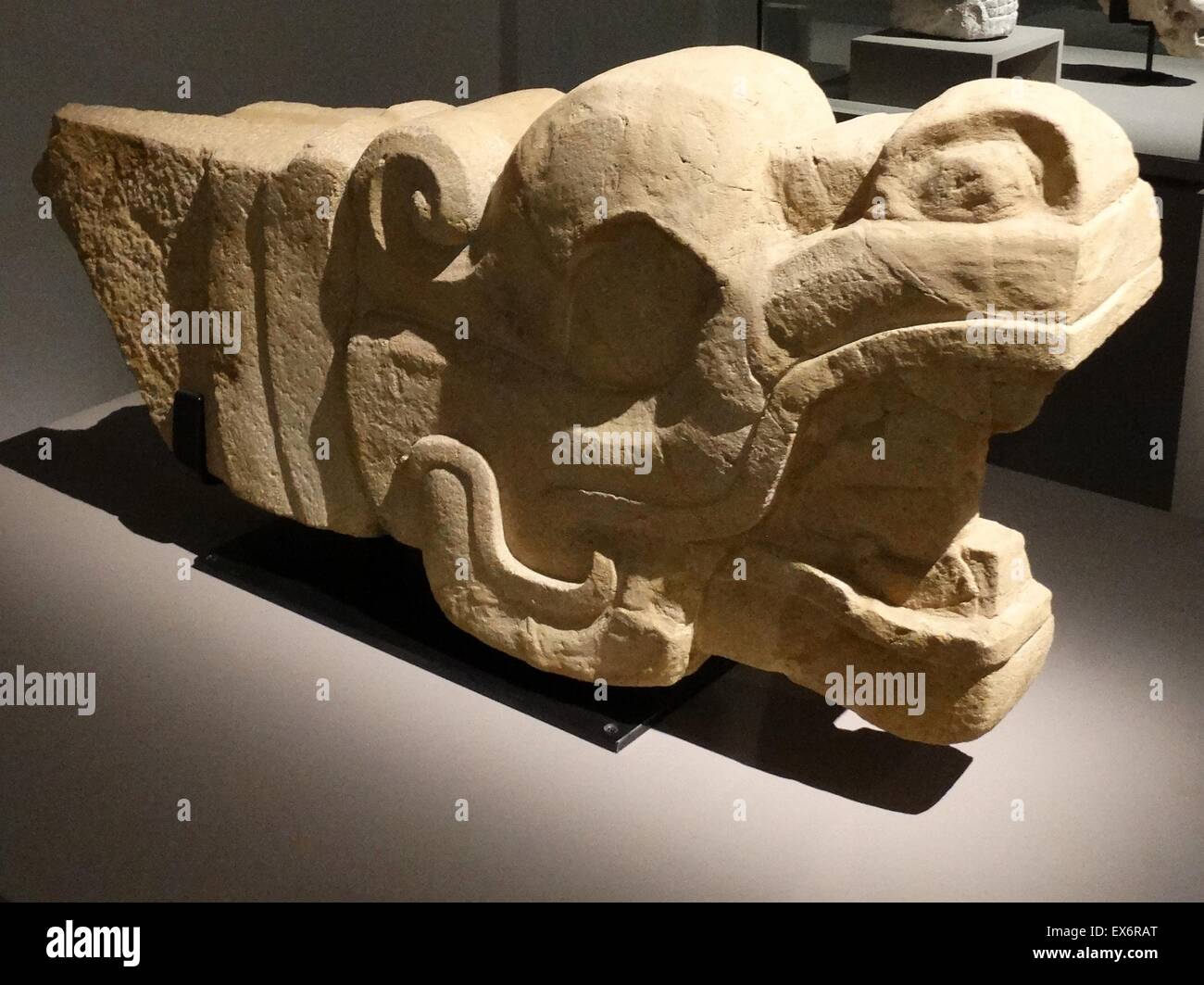 Limestone Mayan Serpent Sculpture from Chiapas, Mexico. Dated 600-900 ...