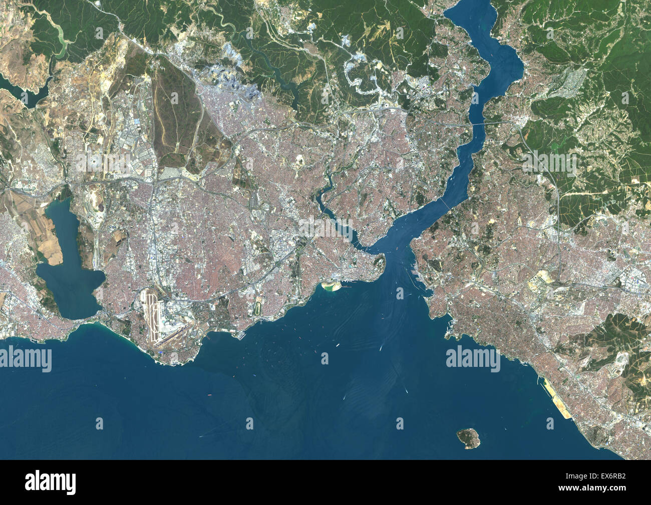 Colour satellite image of Istanbul, Turkey. Image taken on July 30 ...