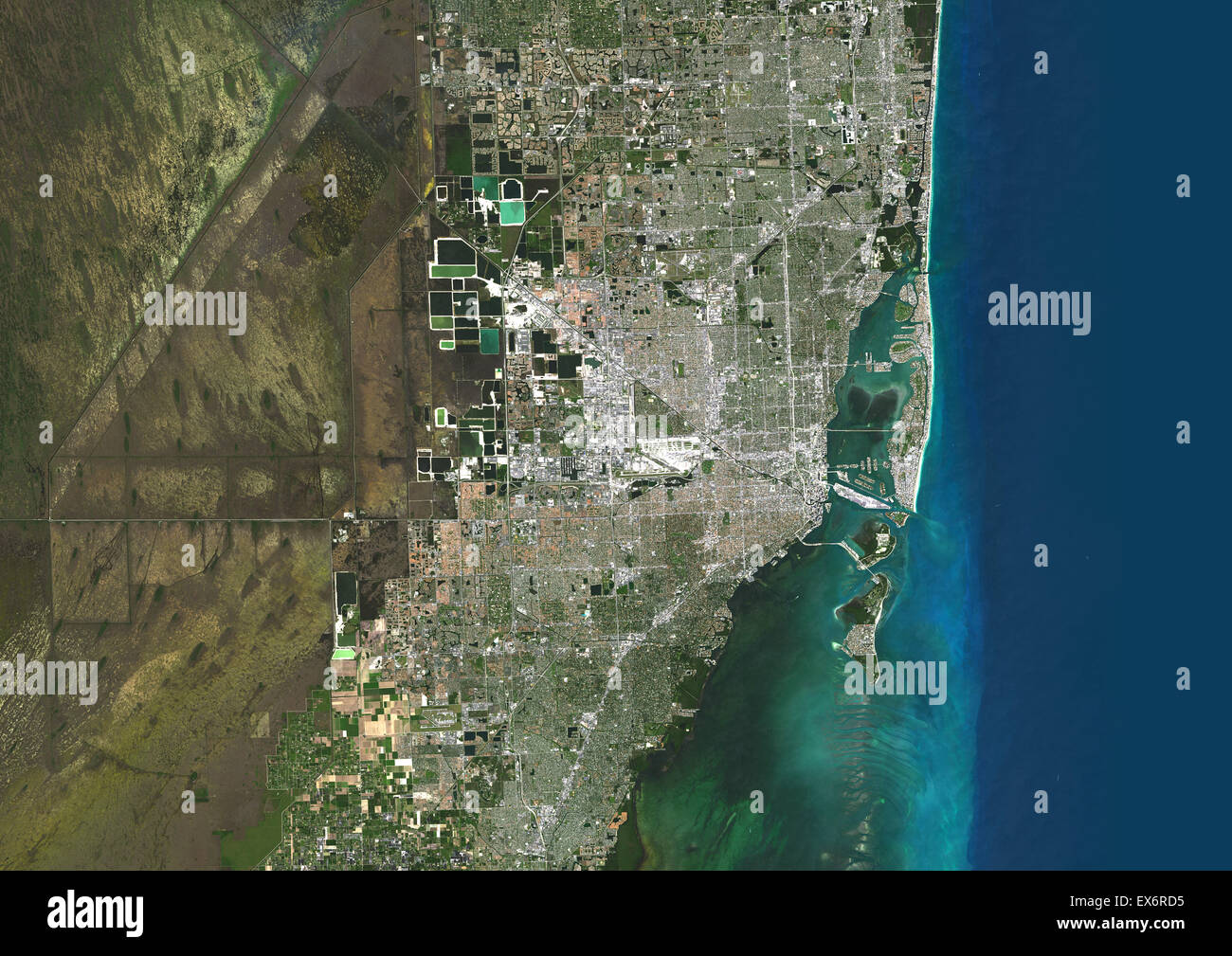 Colour satellite image of Miami, Florida, USA. Image taken on November ...