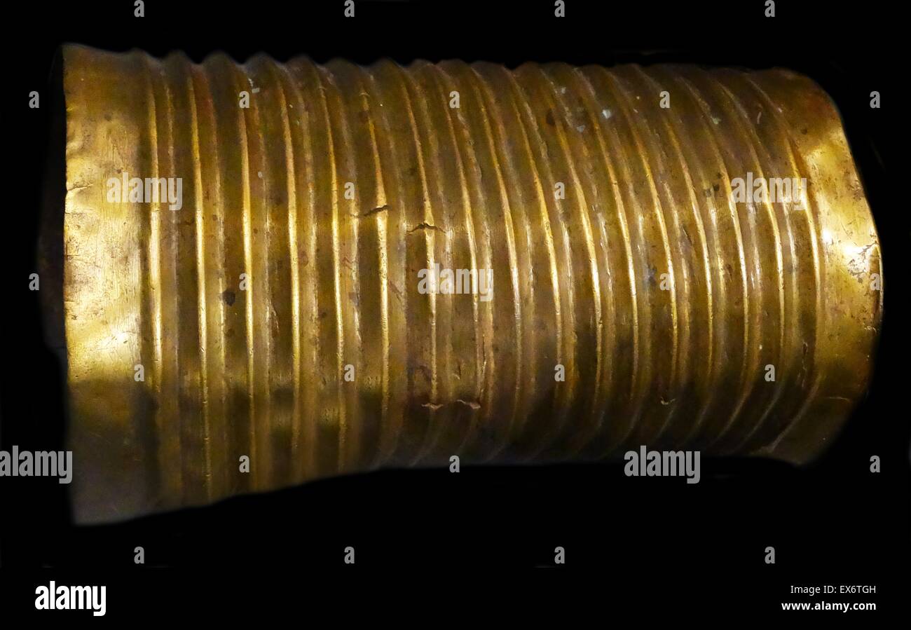 Leg cuff decorated with ridges. From Gabon. Made from copper alloy ...