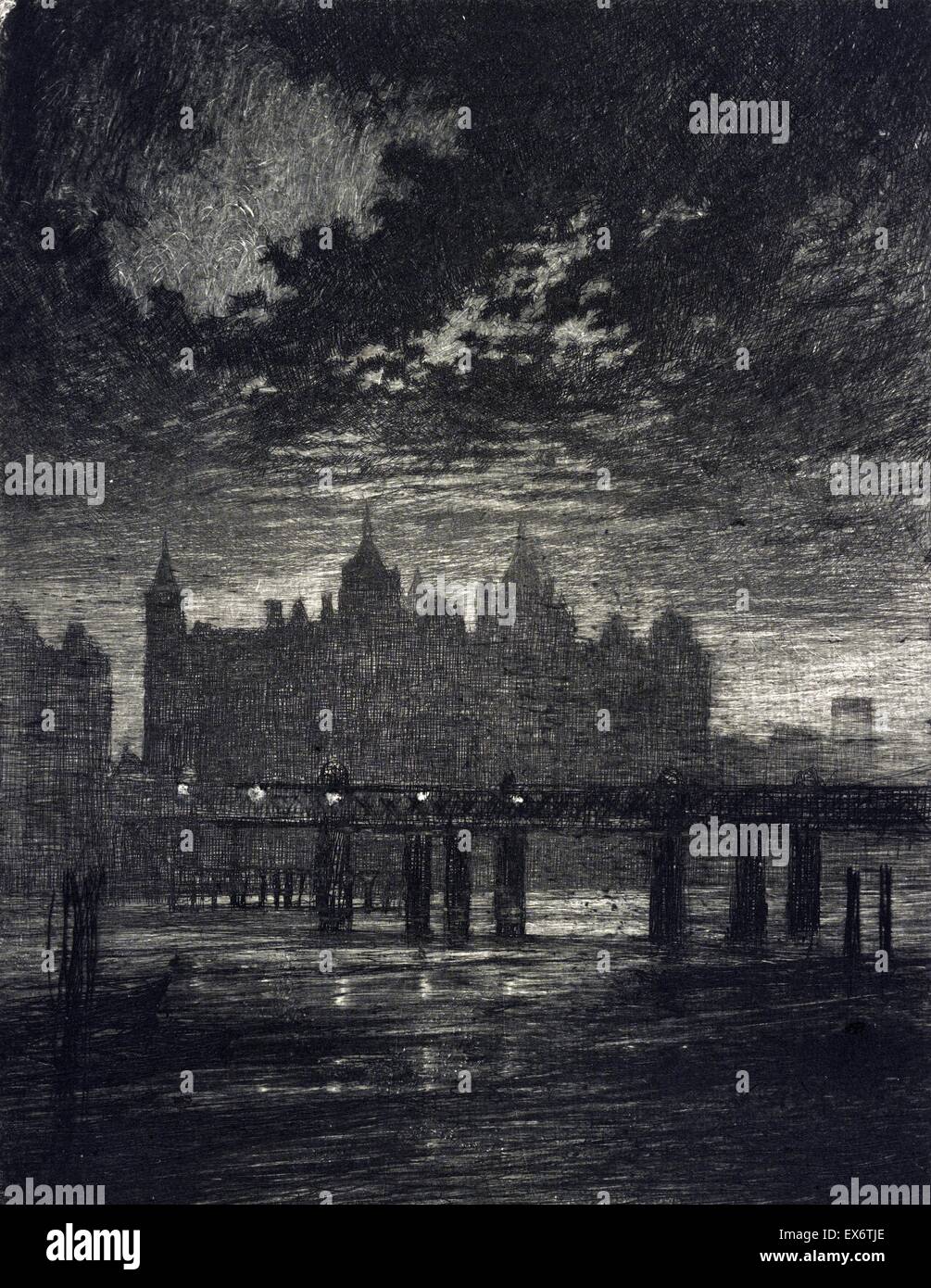 Whitehall court in London, circa 1900, by Joseph Pennell, 1857-1926 ...