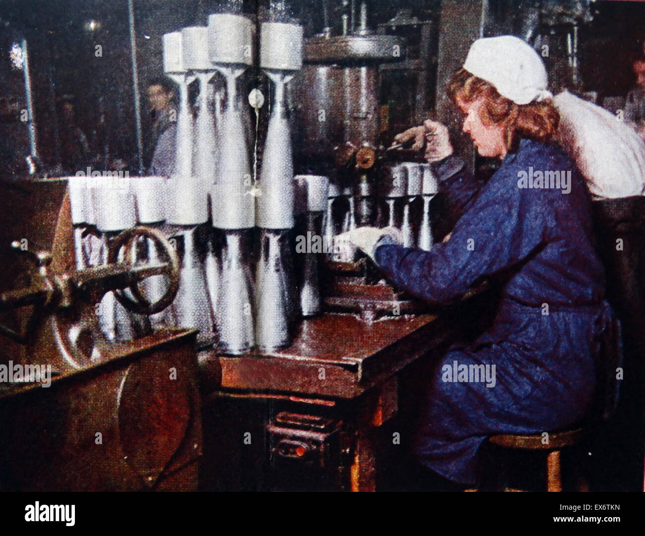 Woman manufacturing armaments in a factory USA World war two 1942 Stock ...