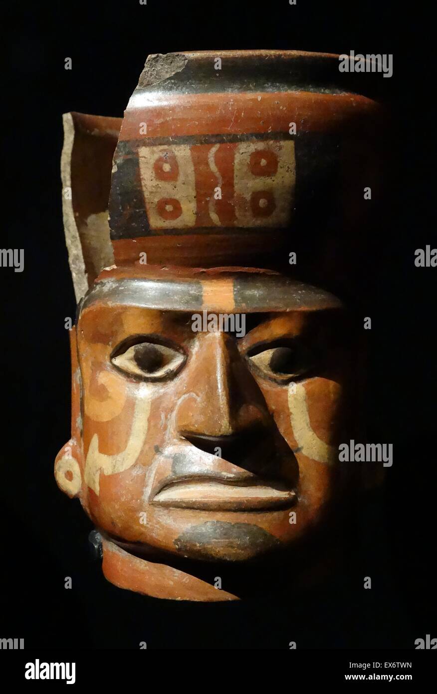 Andean Pre-Hispanic native: Tiwanaku culture painted wooden, drinking ...