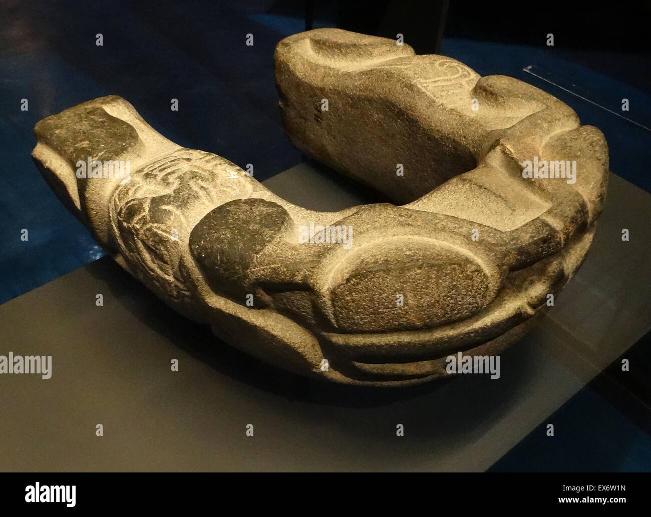Mayan stone yoke, symbolising the yoke used in ball games by the Mayans ...