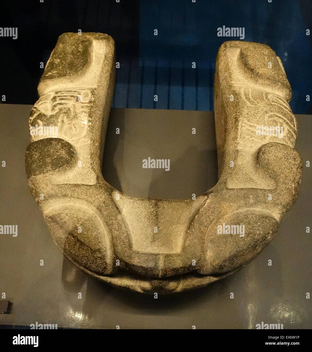 Mayan stone yoke, symbolising the yoke used in ball games by the Mayans ...