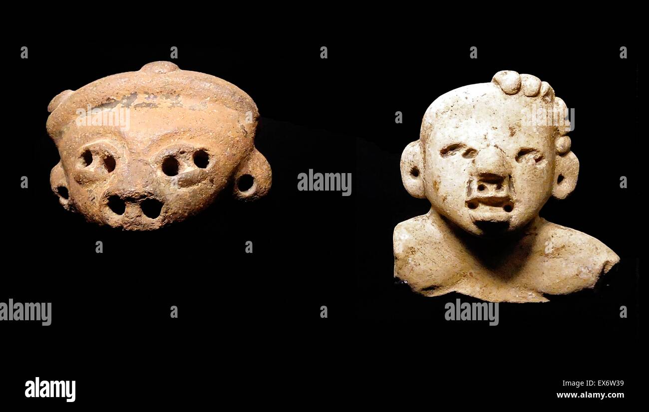 Olmec figurines, made from terracotta. From Mexico or Guatemala. 1500 ...