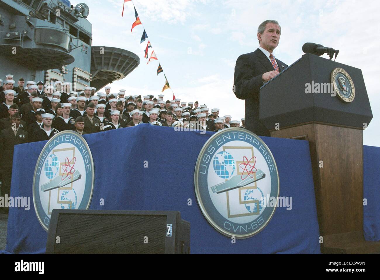 President George W. Bush delivers a speech commemorating the 60th ...