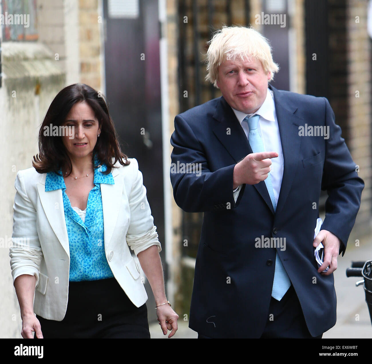 Boris Johnson and his wife Marina Wheeler attend a local school to cast ...