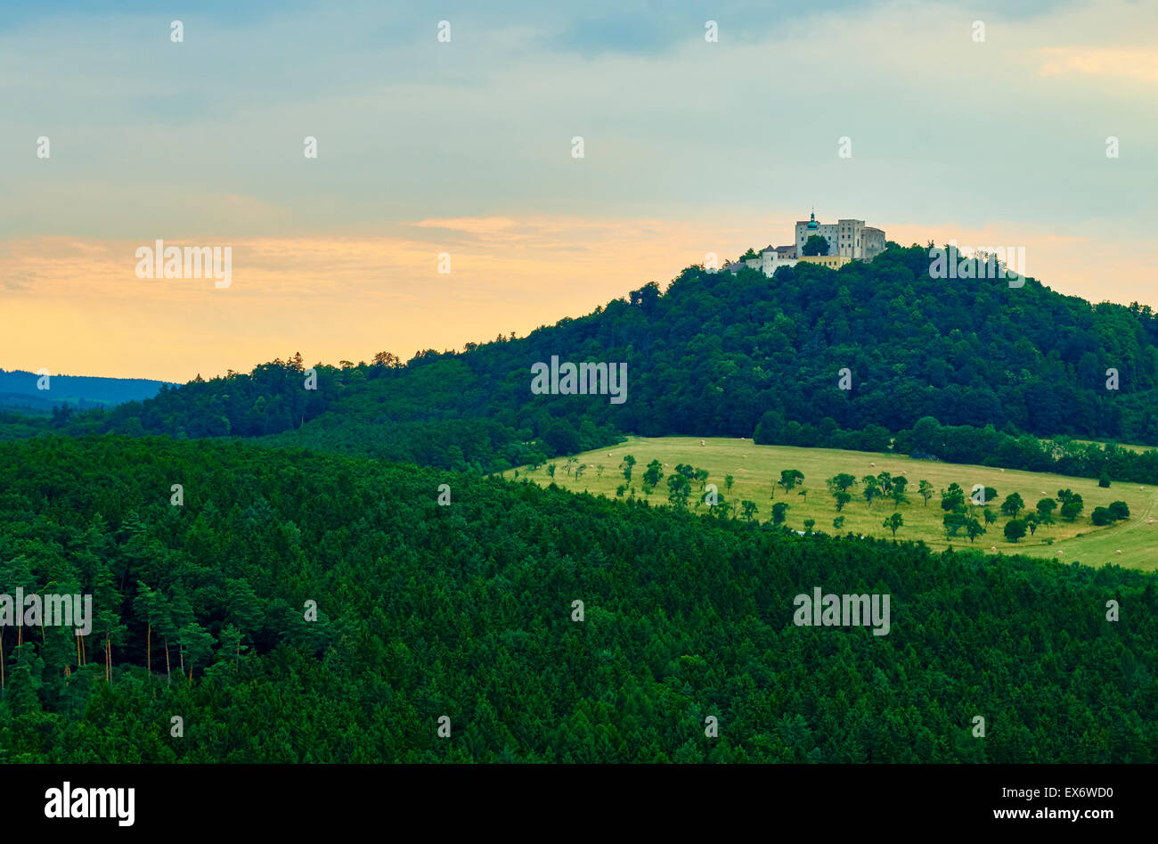 Landscape below the castle Buchlov, Czech Republic, South Bohemia ...