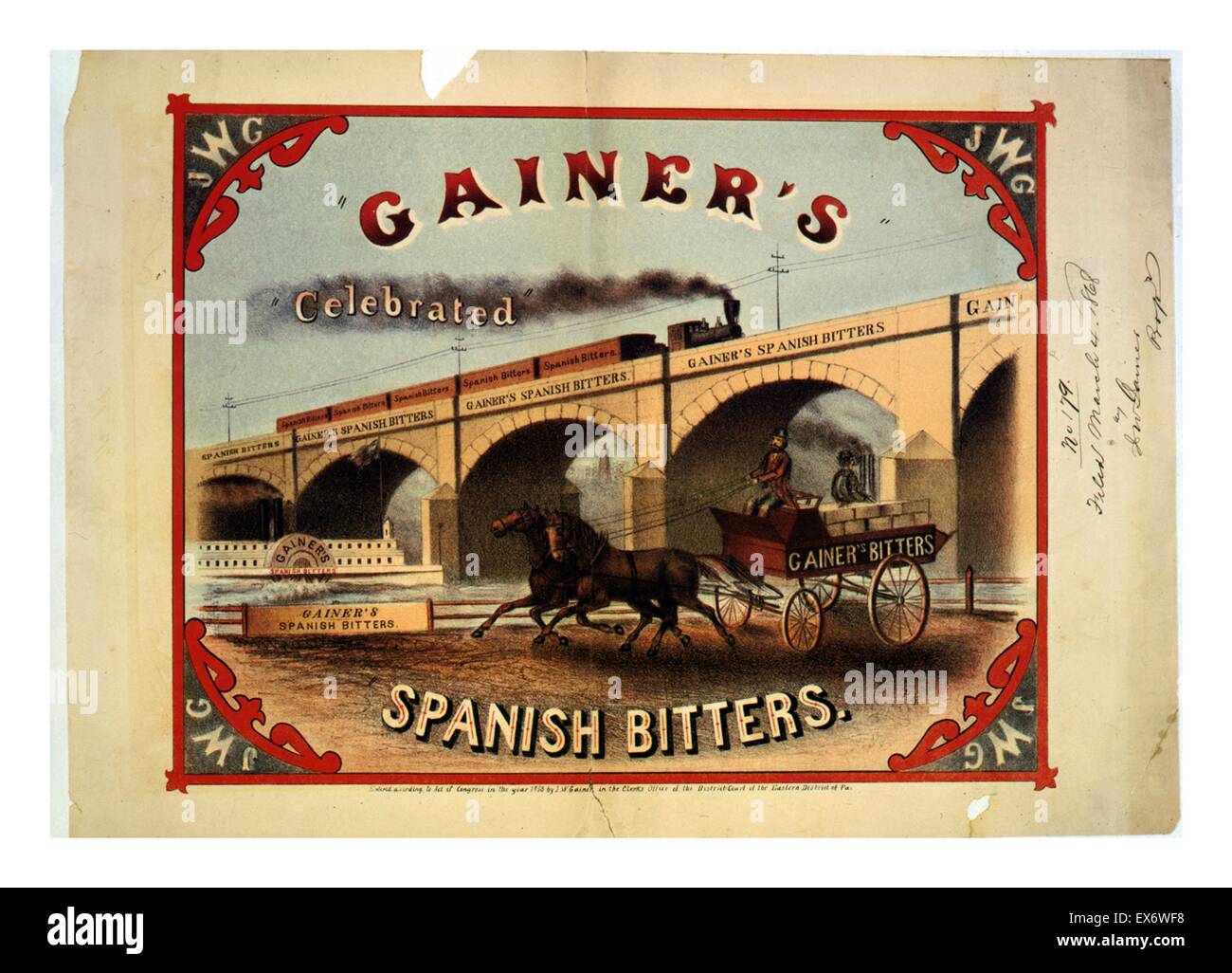 Patent medicine label for Garnier's celebrated Spanish Bitter's. The ...
