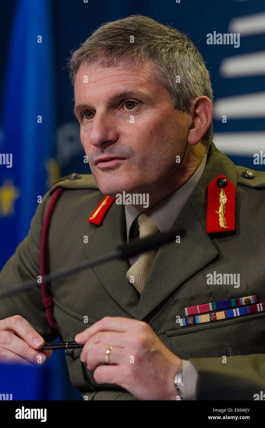 Brussels, Belgium. 08th July, 2015. Major General Martin Smith talks to ...