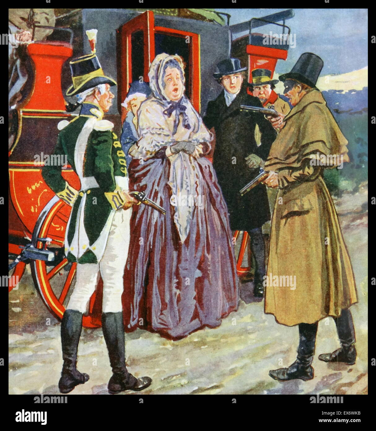 A Highwayman robs a stagecoach in the late 18th century Stock Photo - Alamy