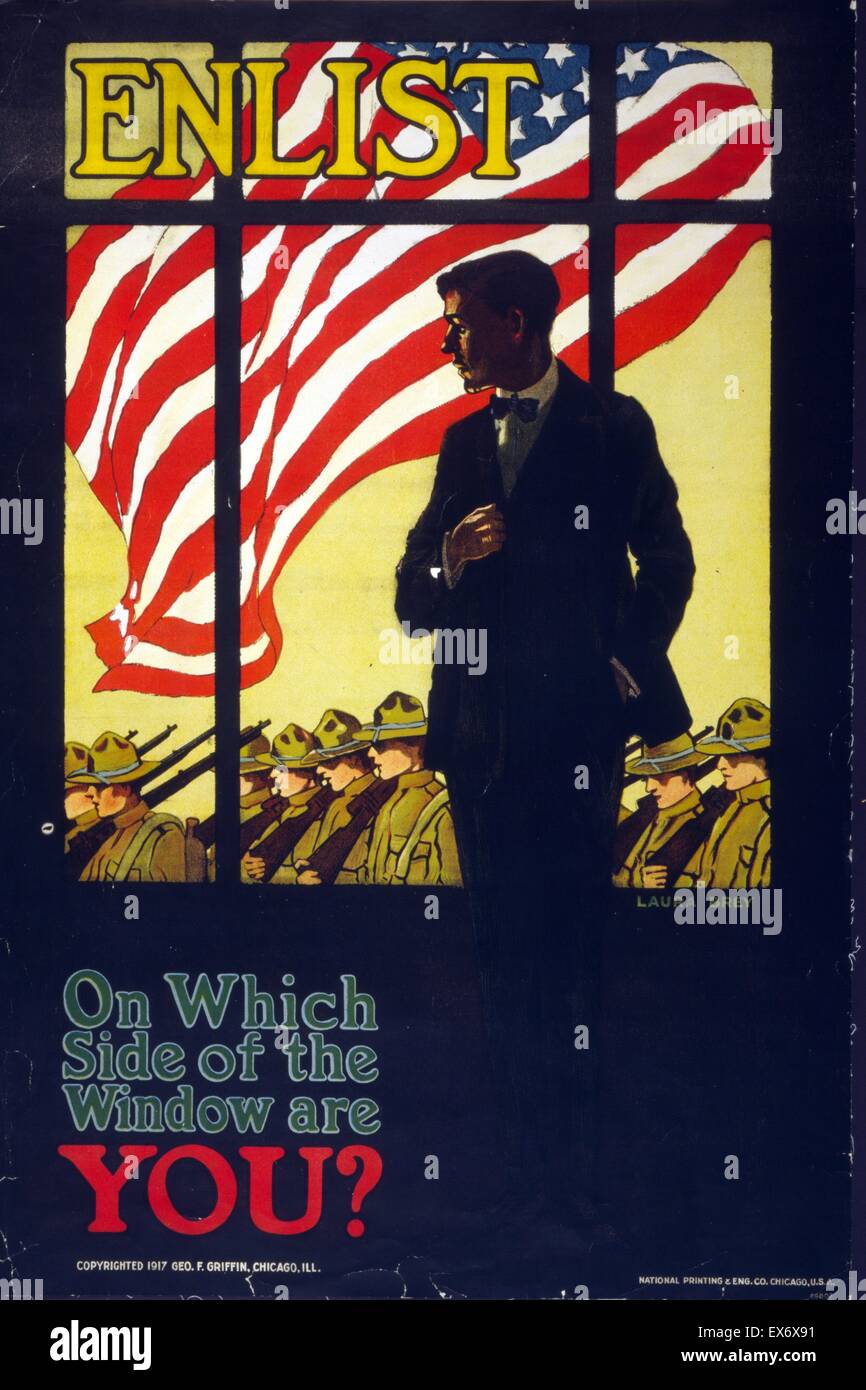 American World war One propaganda recruitment poster. 'On which side of ...