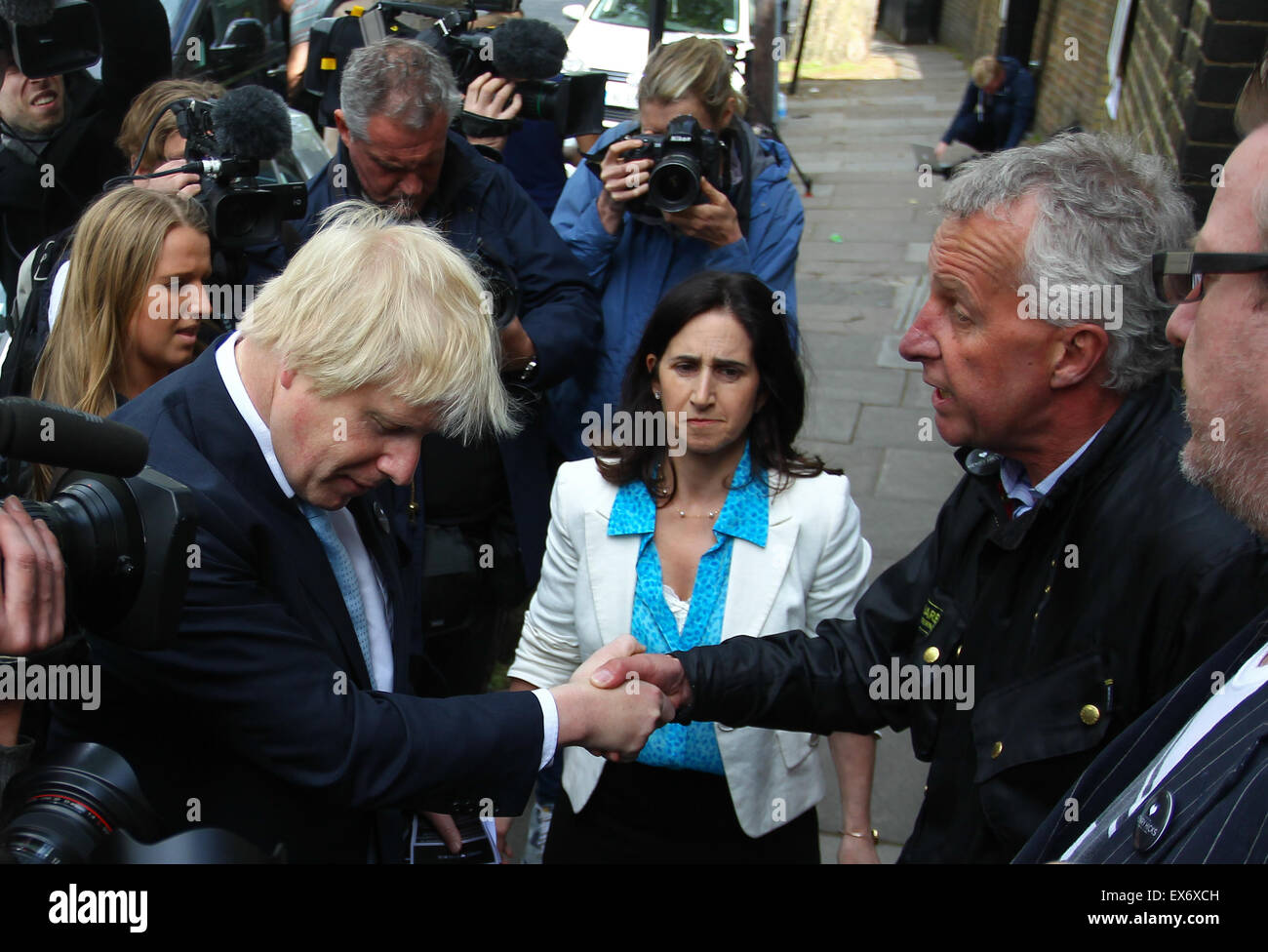 Boris Johnson and his wife Marina Wheeler attend a local school to cast ...