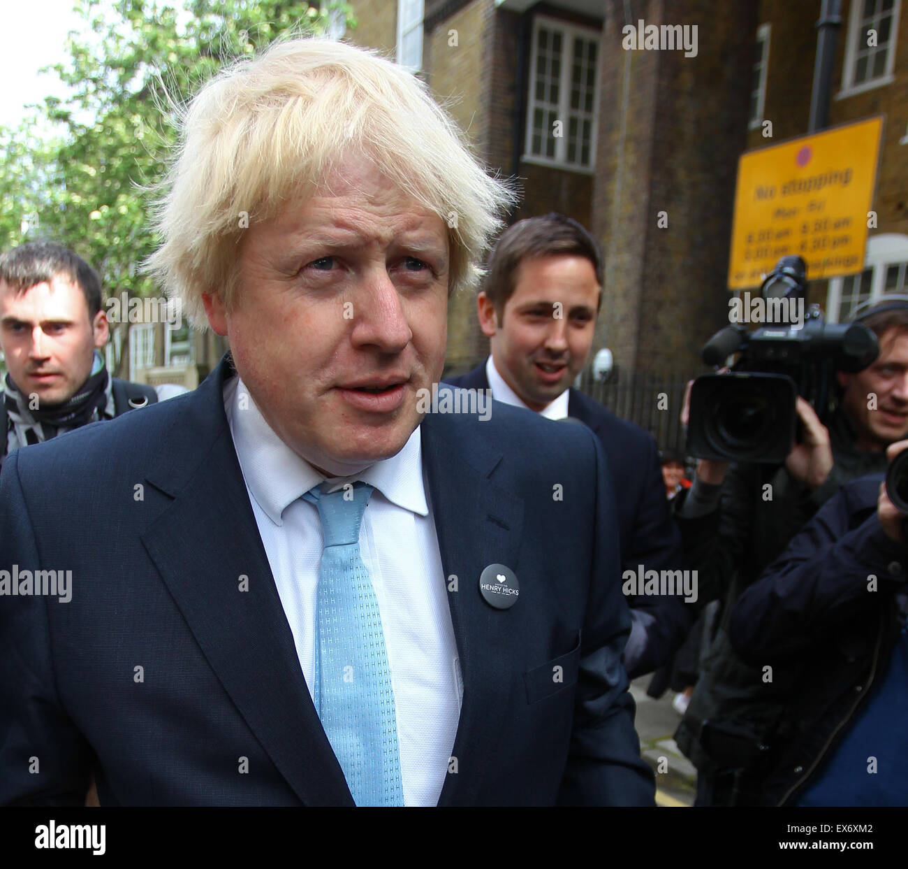 Boris Johnson and his wife Marina Wheeler attend a local school to cast ...