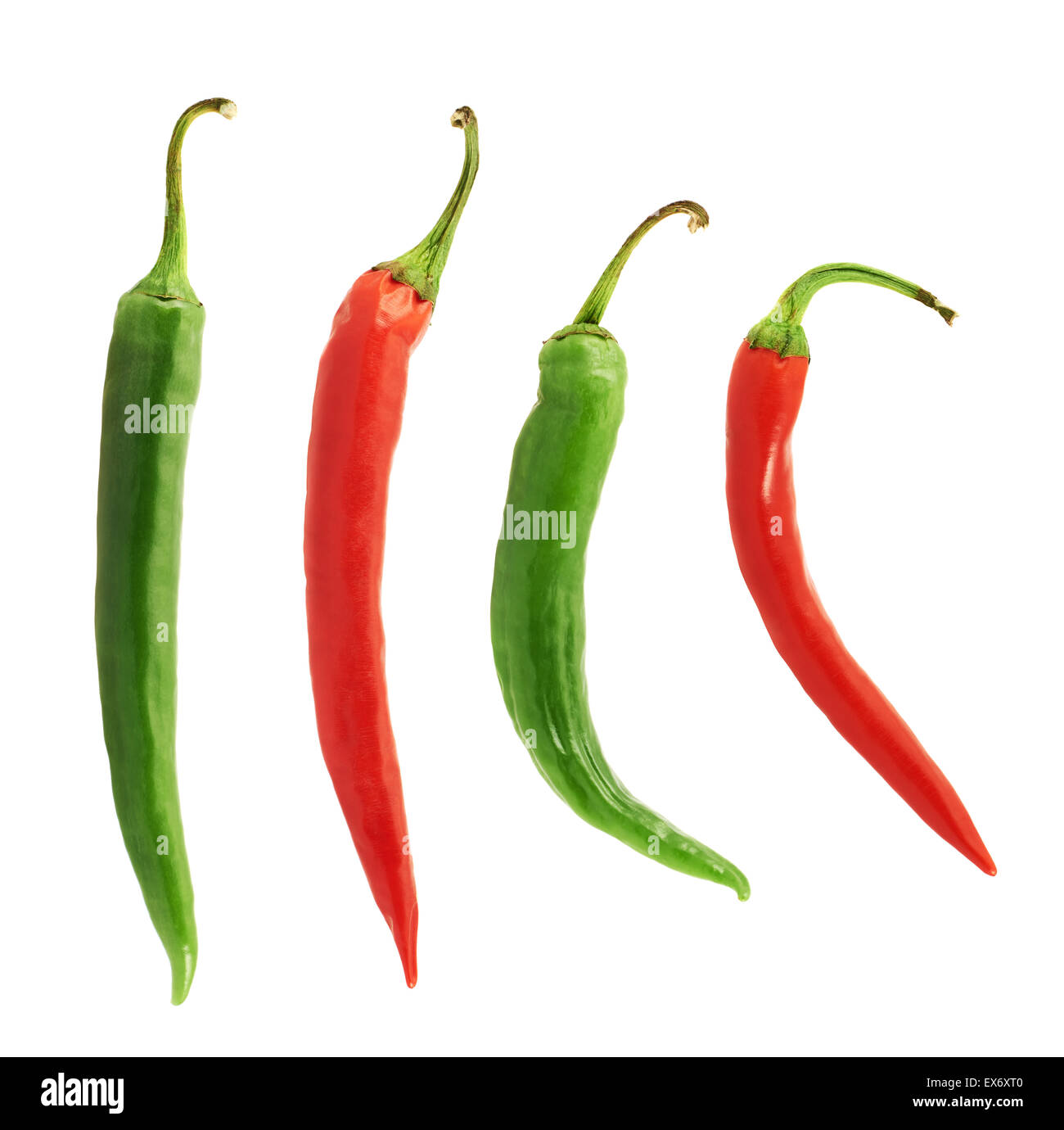 Red and green chili peppers isolated Stock Photo - Alamy