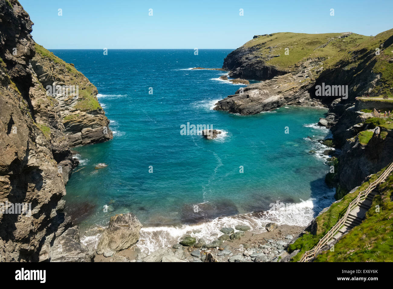 Cornish coast and cliffs at Tintagel Castle, Cornwall, England, UK ...