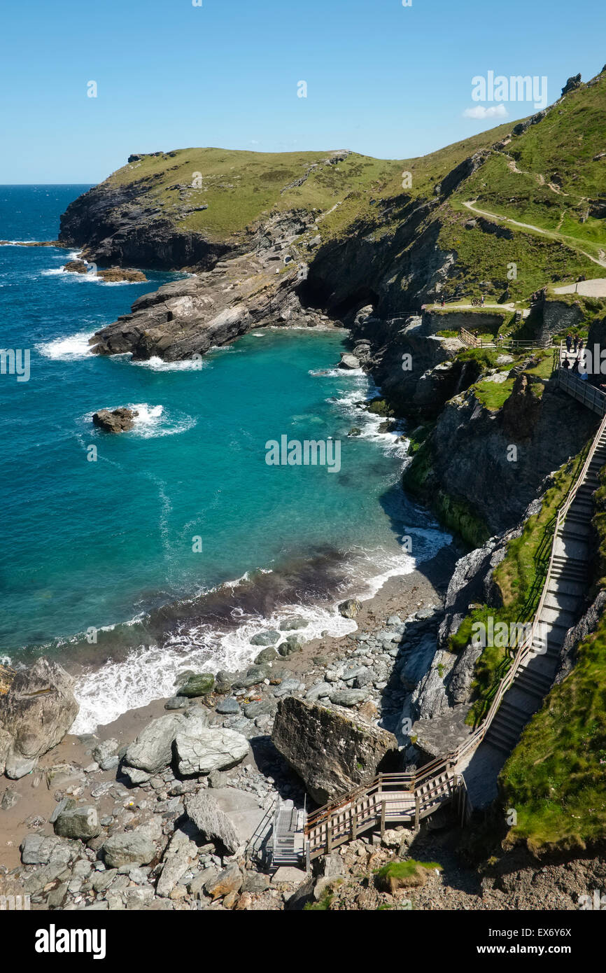 Cornish coast and cliffs at Tintagel Castle, Cornwall, England, UK ...