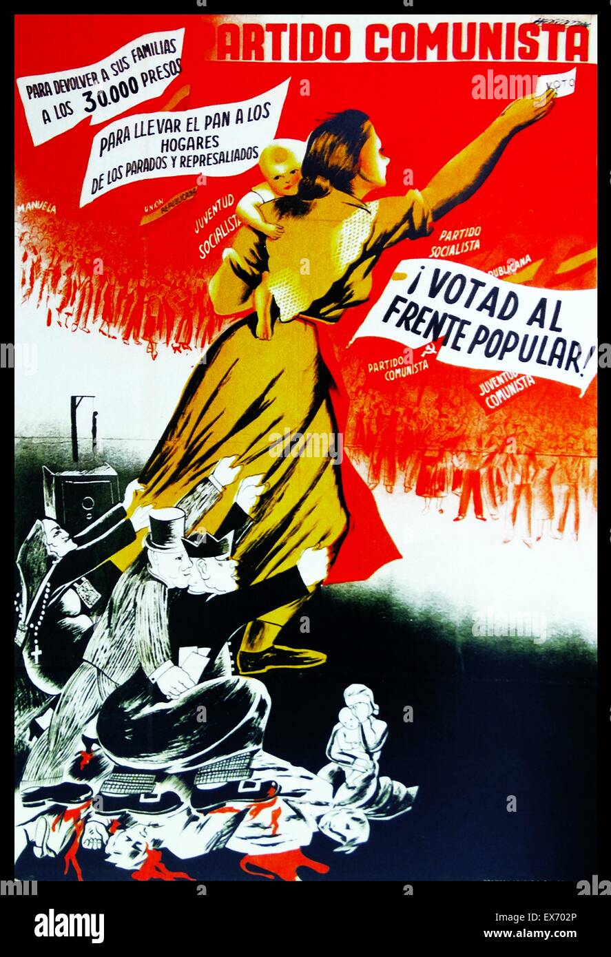 Spanish communist party election poster 1936 advocating voters to ...