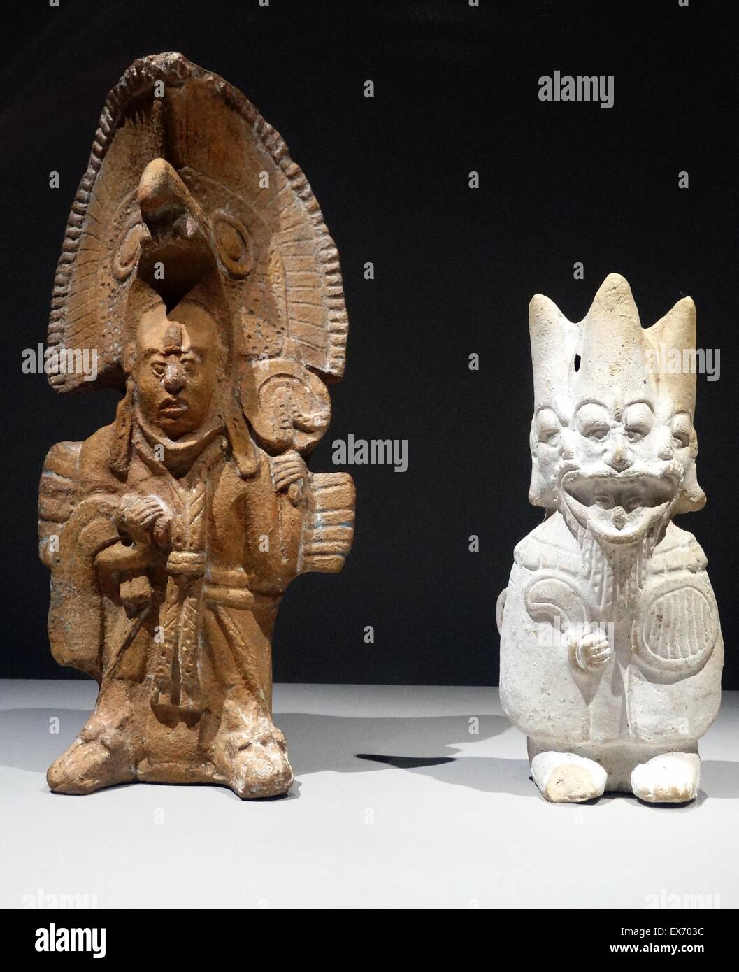 Mayan ceramic figurine of a Lord And of a Warrior, from Jaina, Campeche ...