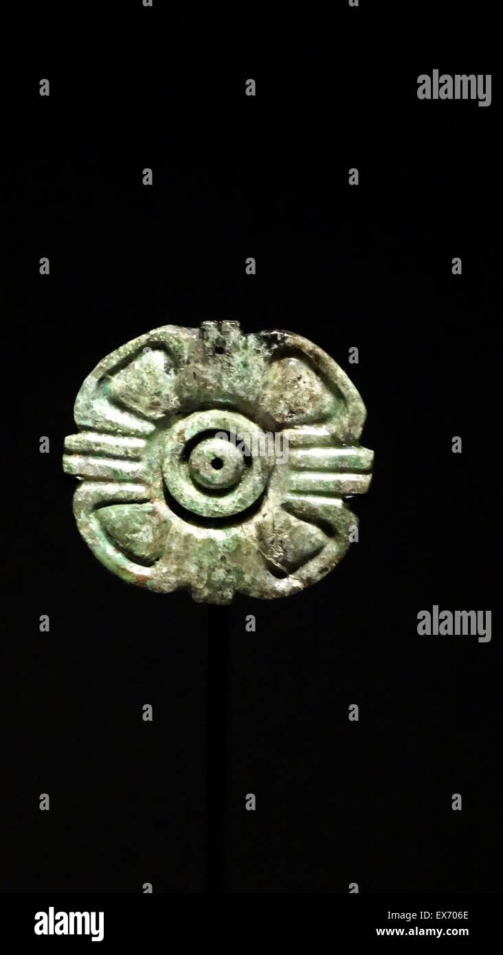 Mayan, jade ornament in the form of a flower. From Chichen Itza ...