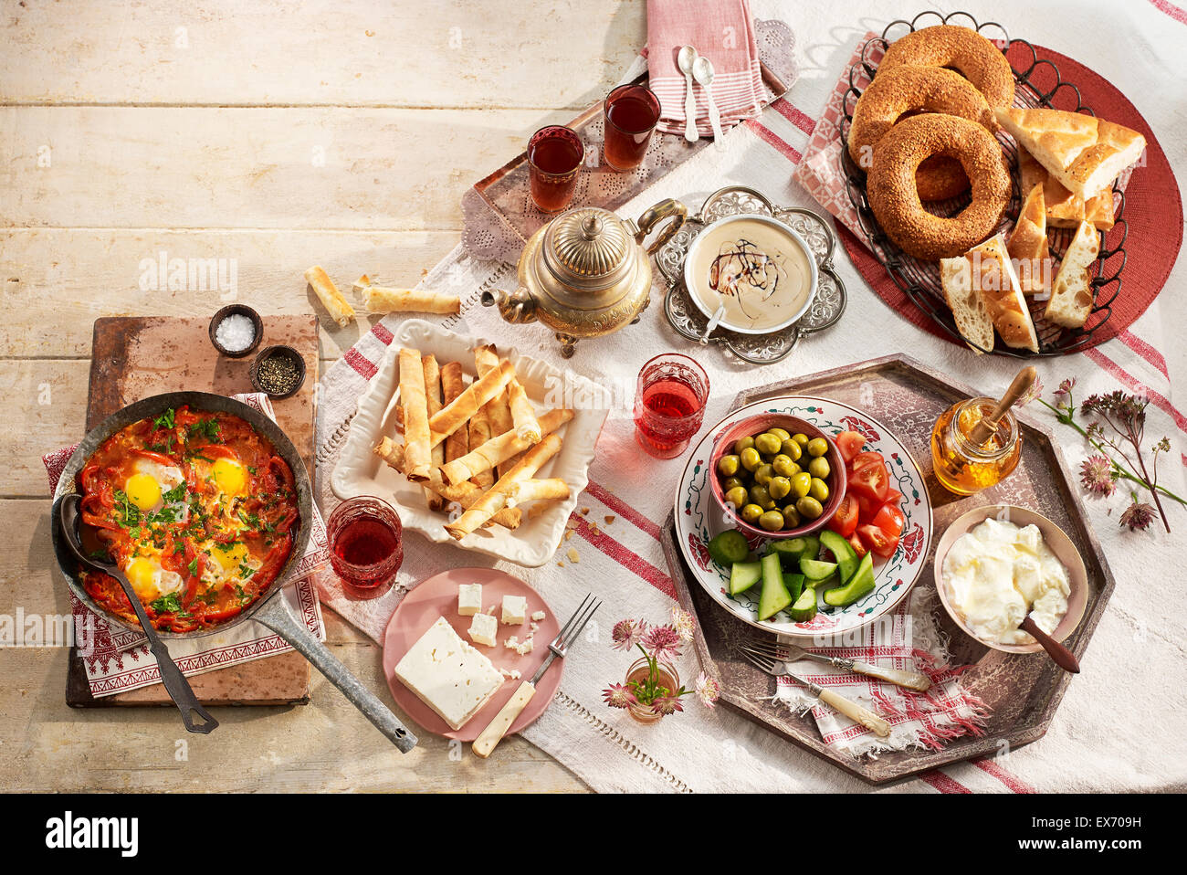 Turkish breakfast spread Stock Photo - Alamy