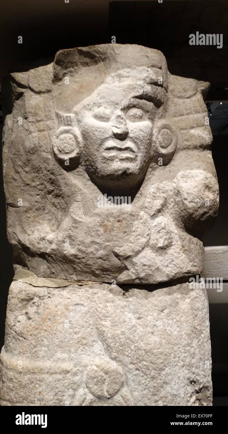 Mayan Atlante (Caryatid figure) from Chichen Itza, limestone, ancient ...
