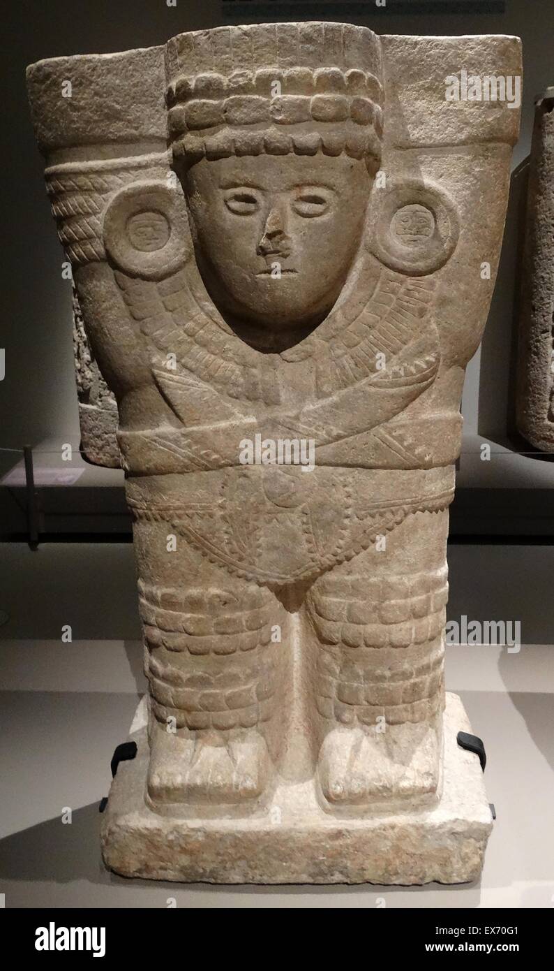 Mayan Atlante (Caryatid figure) from Chichen Itza, limestone, ancient ...