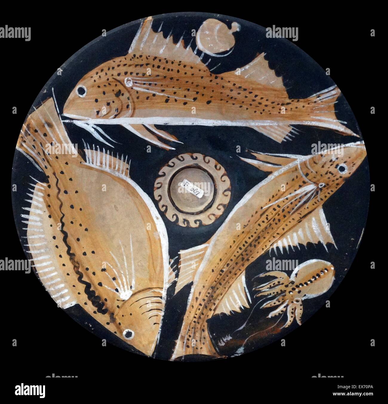 Roman red-figured fish-plate. Campania, southern Italy, about 350-300 ...