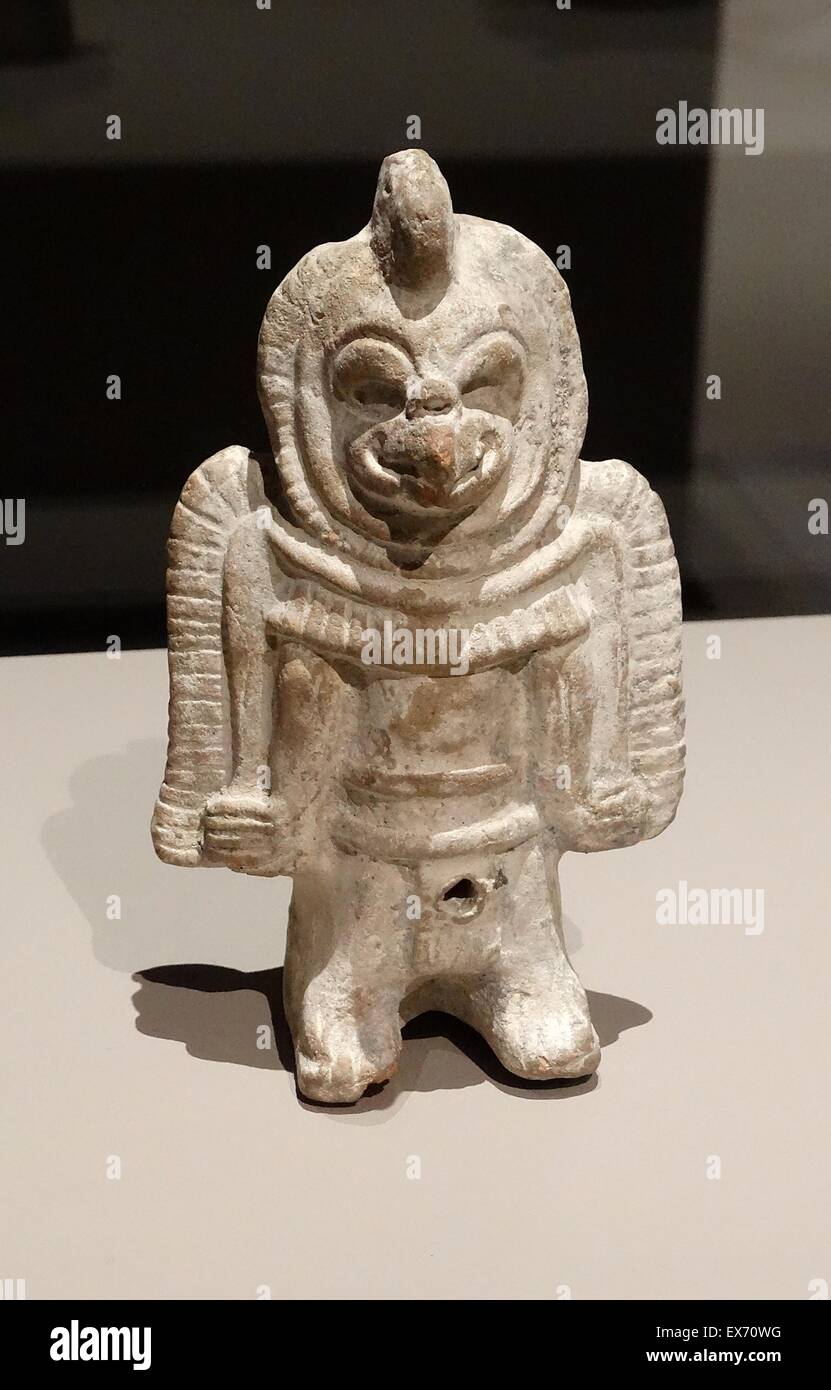 Zoomorphic or anthropomorphic Mayan figurine with human and owl ...
