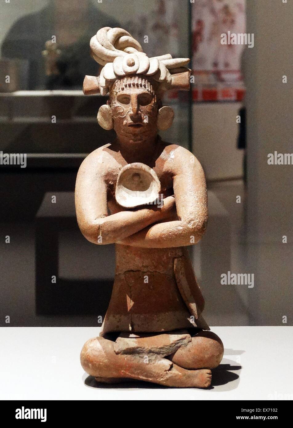 Mayan, ceramic figure, representing a male Shaman or priest. From Jaina ...