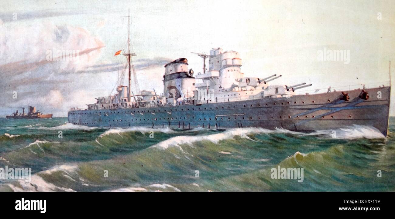 The Spanish Naval cruiser the Baleares, was a Canarias-class heavy ...