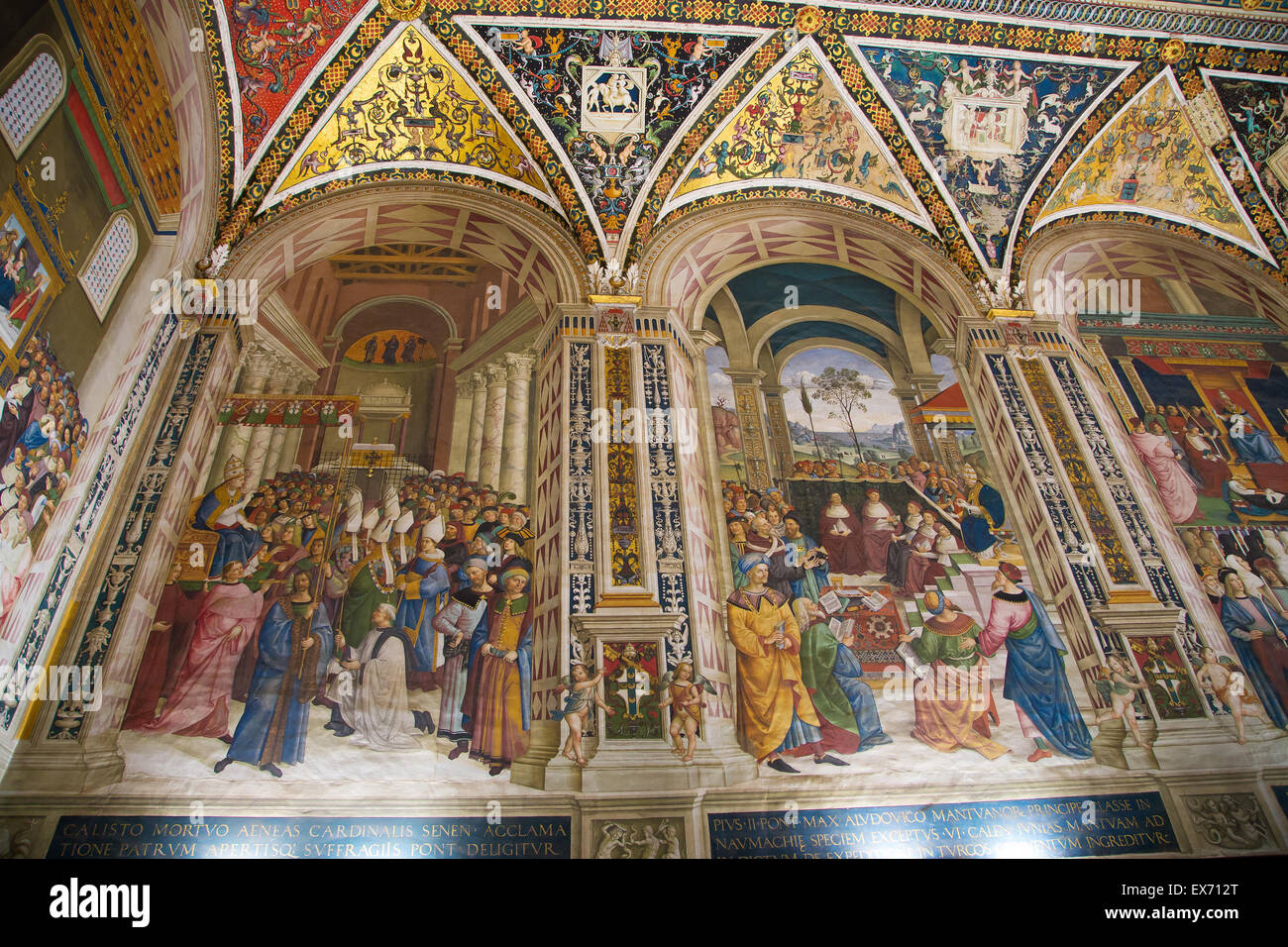 Frescoes of the Piccolomini Library in Siena Cathedral Stock Photo - Alamy