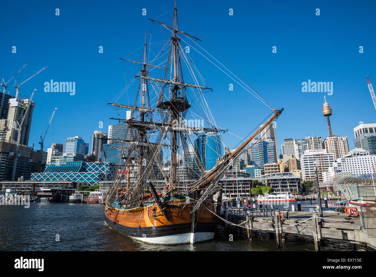 Replica endeavour darling harbour australia hi-res stock photography ...