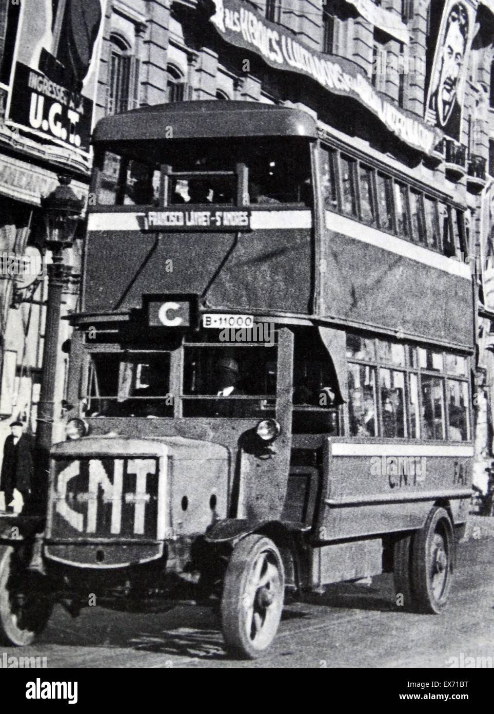 Spanish Bus under the authority of the CNT, part of the collective ...