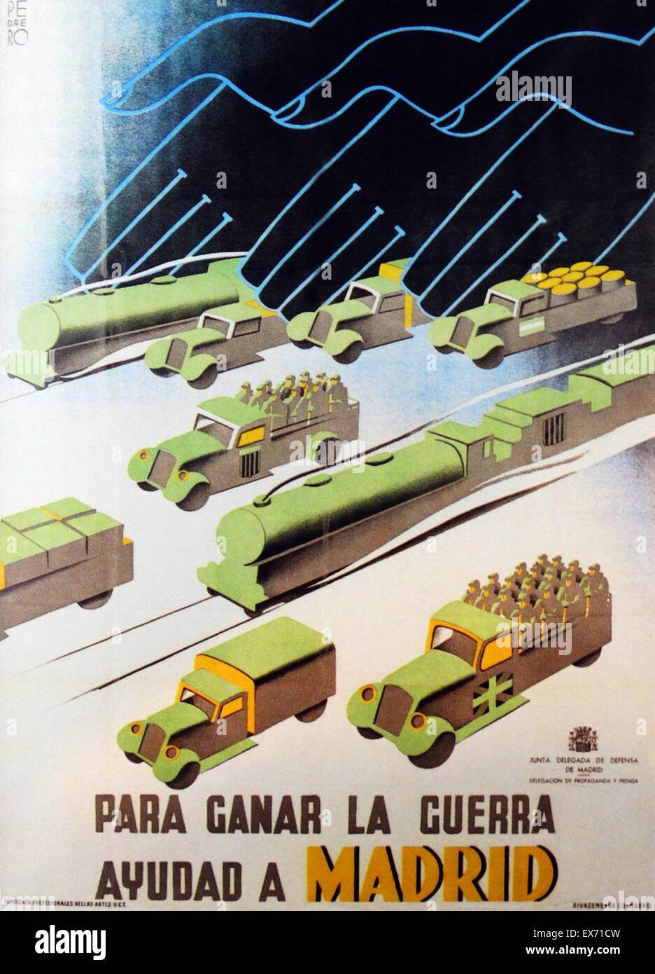 Republican propaganda poster of the Madrid campaign during the Spanish ...