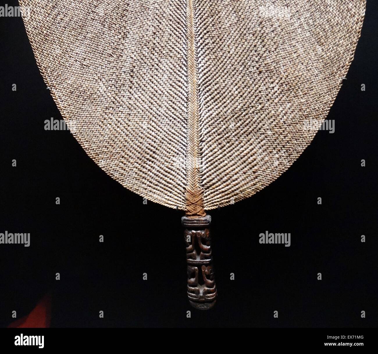 Fan made from wood and vegetable fibres, Isle of Nuku Hiva in Polynesia ...