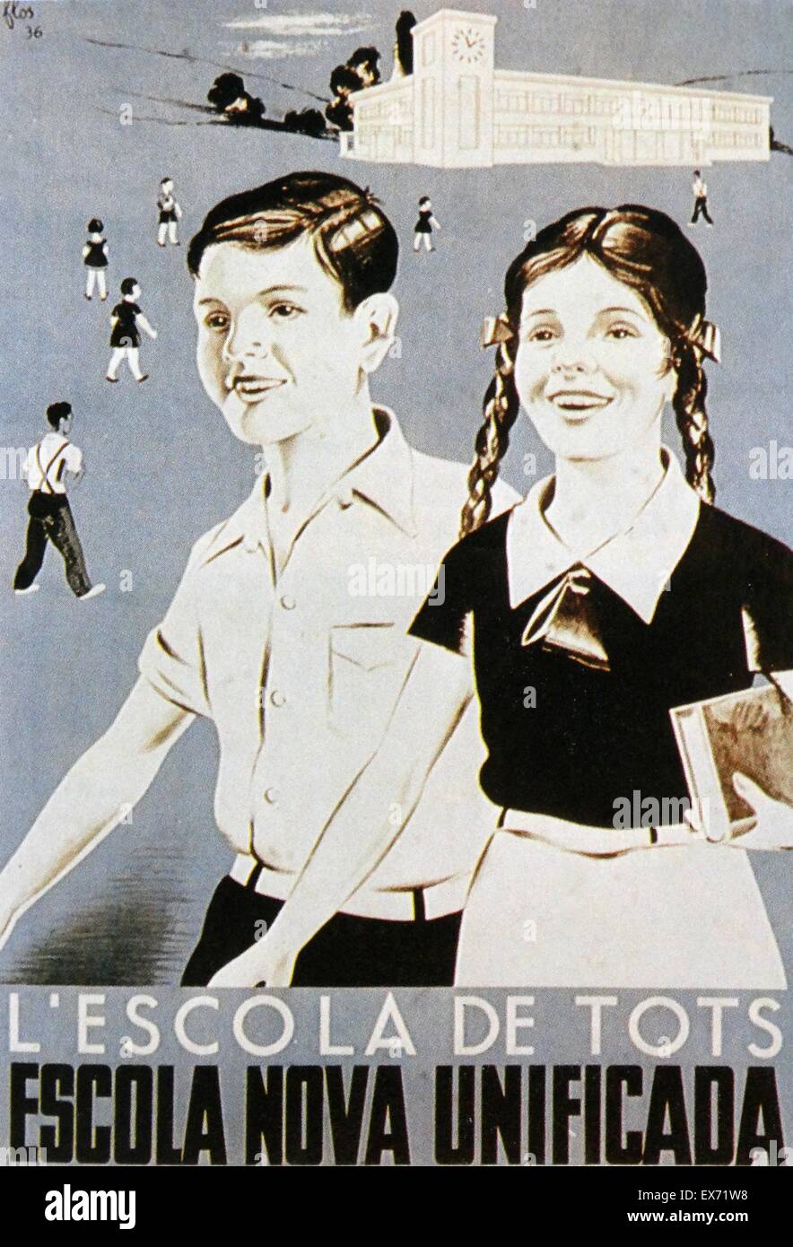 Poster the school for all new unified school boy girl hi-res stock ...