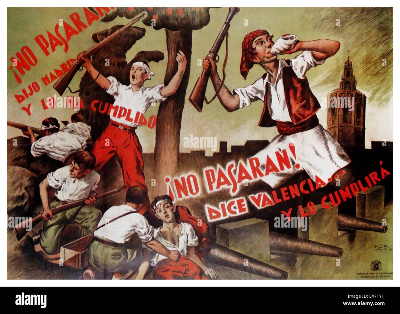 Propaganda postcard issued in Valencia, Spain during the Spanish Civil ...