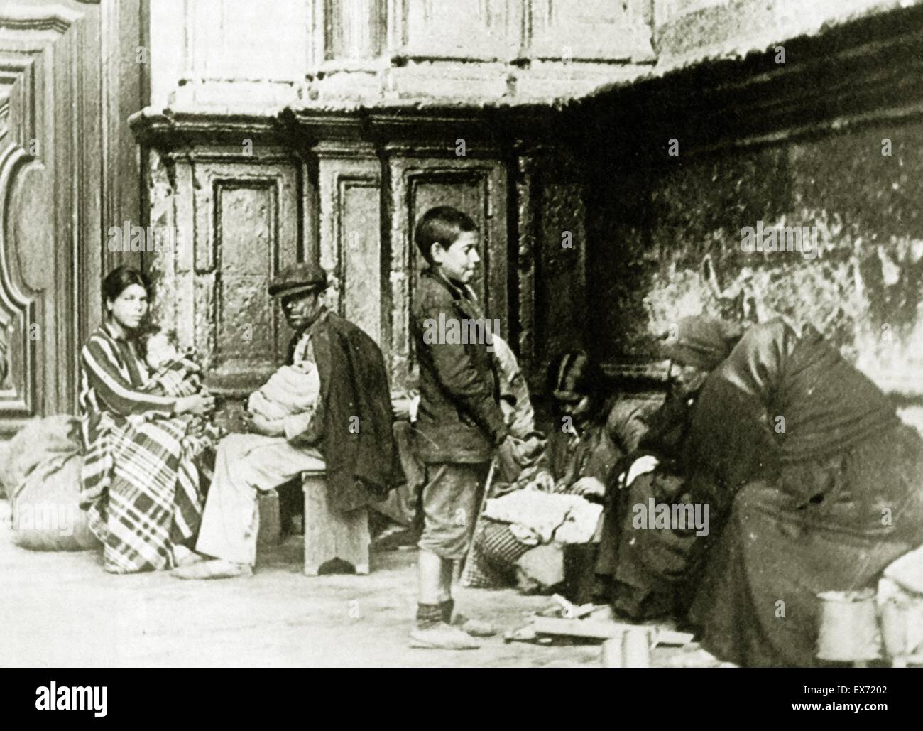 Homeless families living on the streets of Malaga, Spain, during the ...