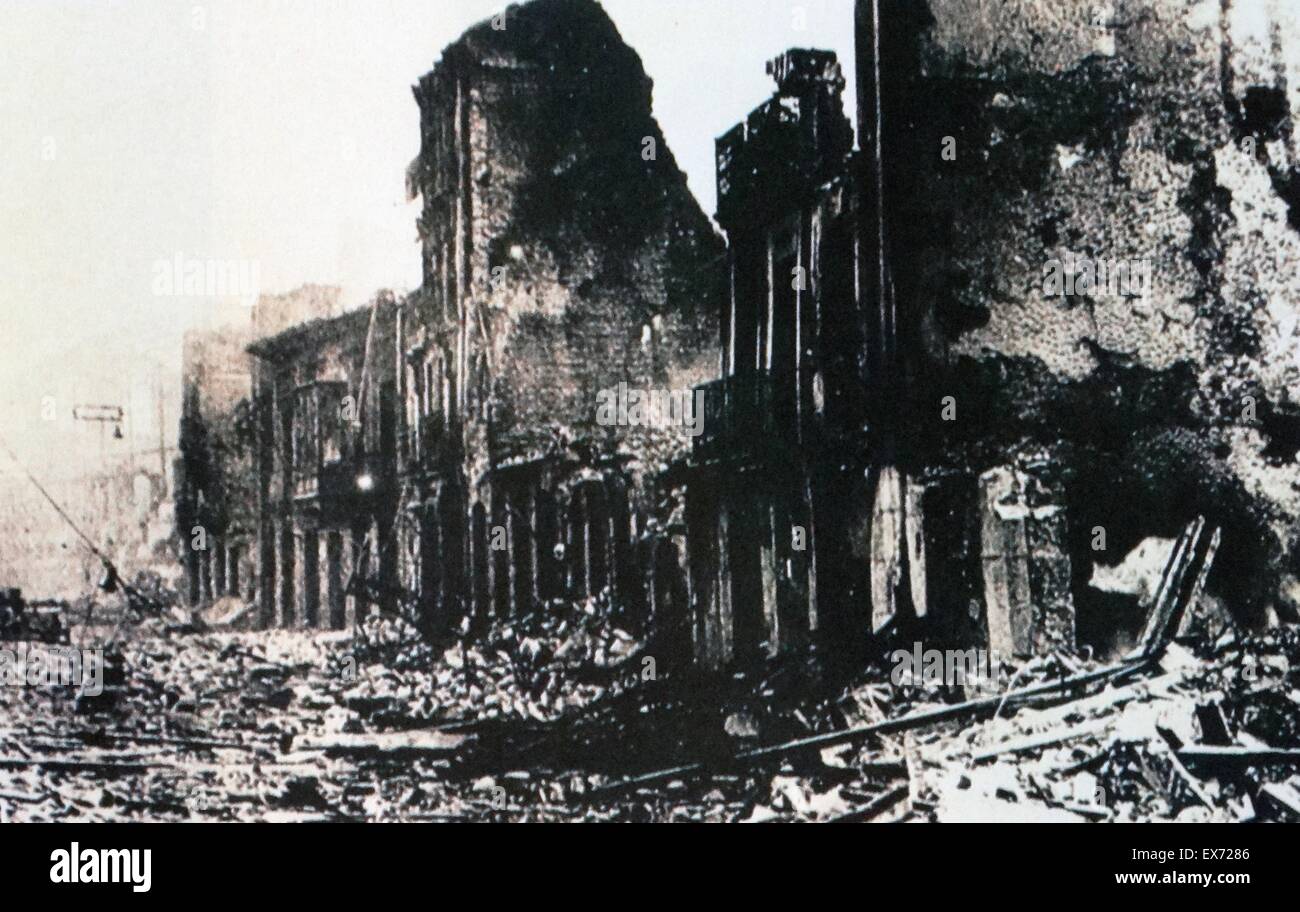 Air raid attack on the Basque town of Guernica, Spain, during the ...