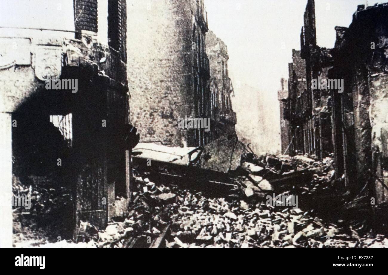 air raid attack on the Basque town of Guernica, Spain, during the ...