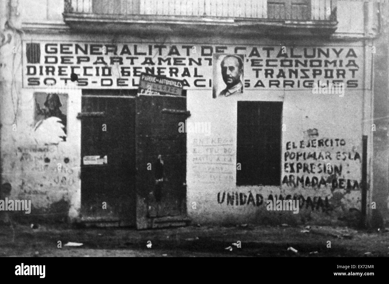 poster of General Franco is placed on a wall in Barcelona, after ...